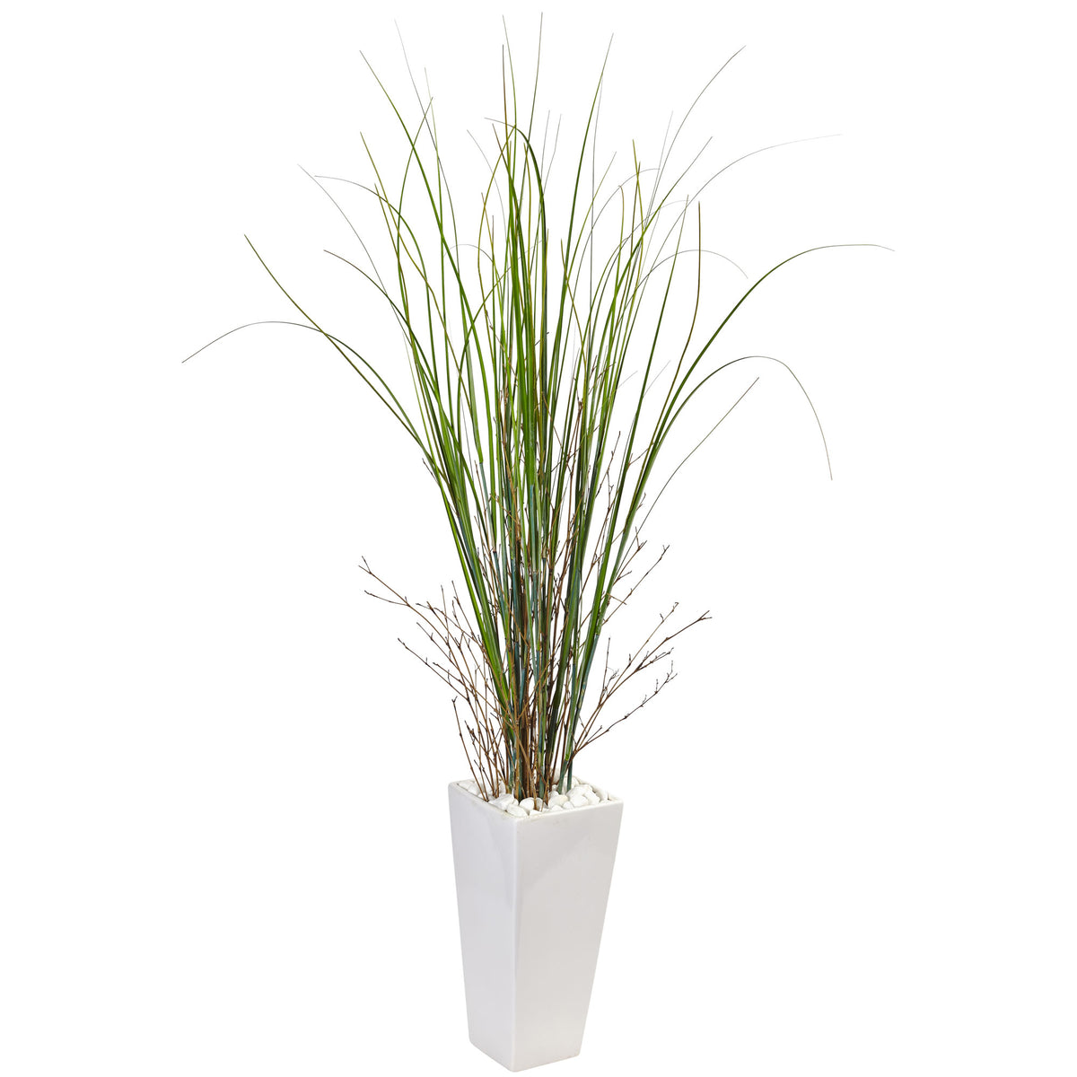 Fake Bamboo Grass in White Tower Ceramic – Home Staging Warehouse